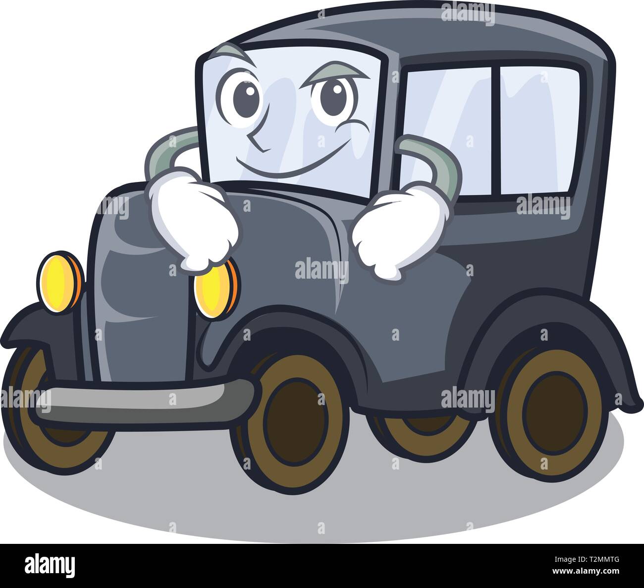 Smirking old car isolated in the cartoon vector illustration Stock ...