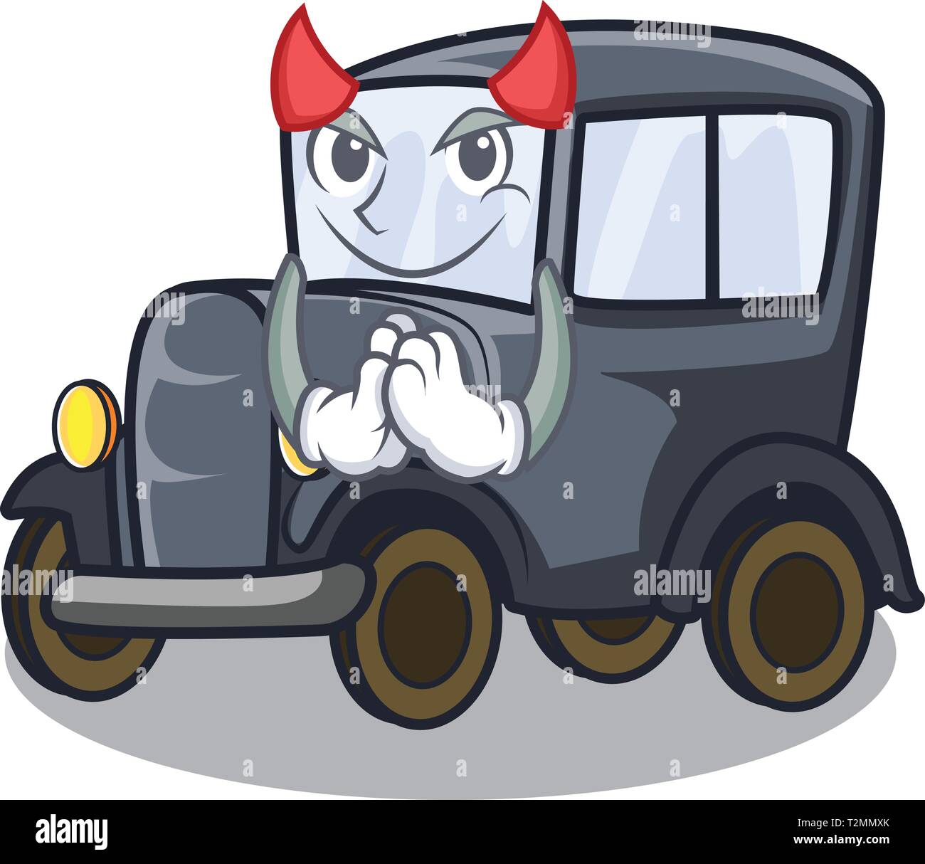 Devil old cartoon car in side garage vector illustration Stock Vector ...