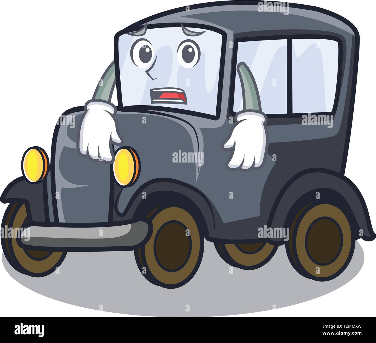 Afraid old cartoon car in side garage vector illustration Stock Vector ...
