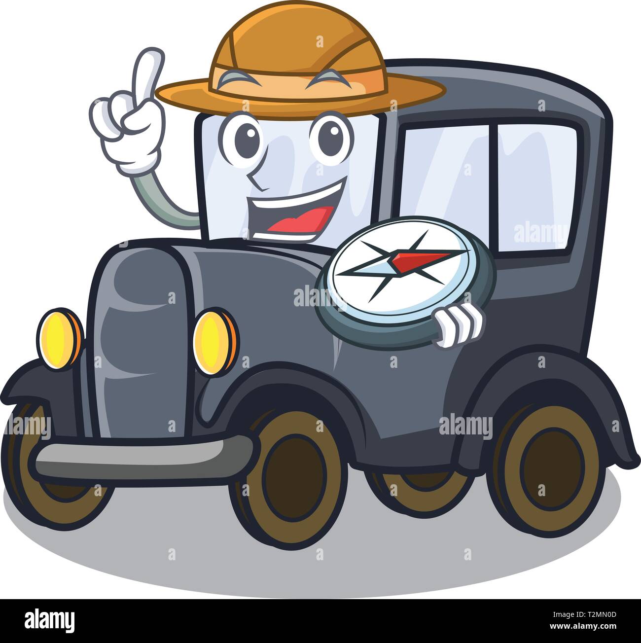 Explorer old cartoon car in side garage vector illustration Stock ...