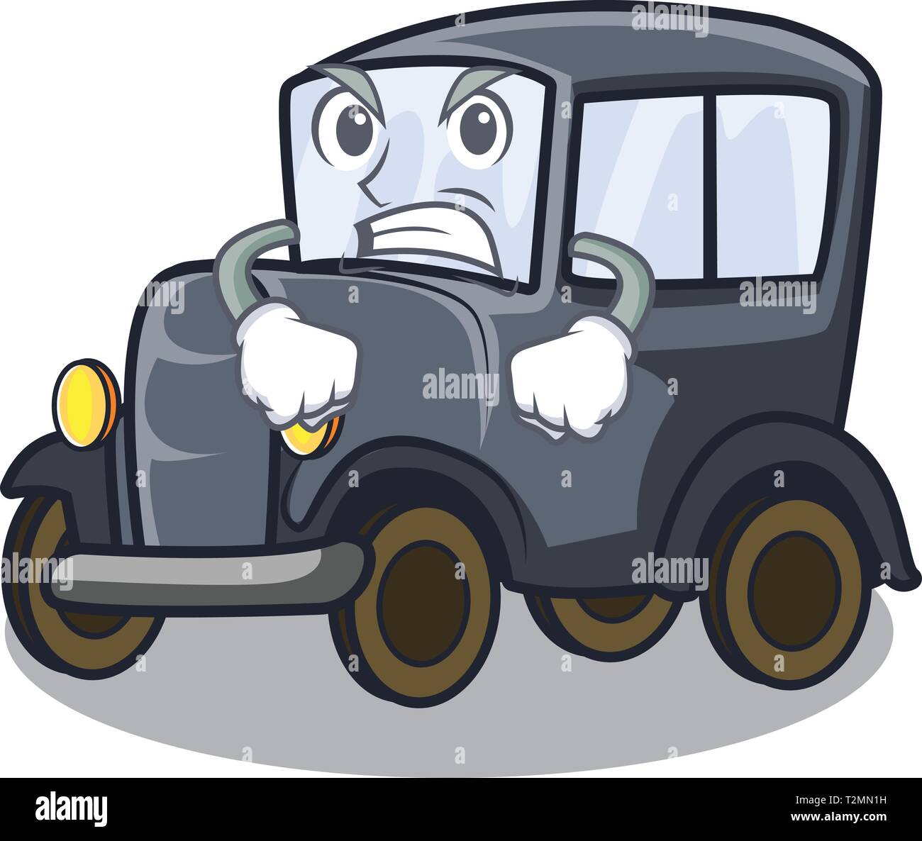 Angry old cartoon car in side garage vector illustration Stock Vector ...