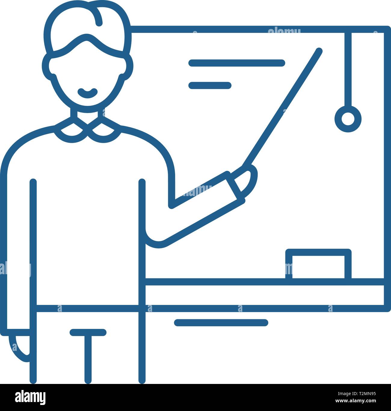 Sales report line concept icon. Sales report flat vector website sign ...