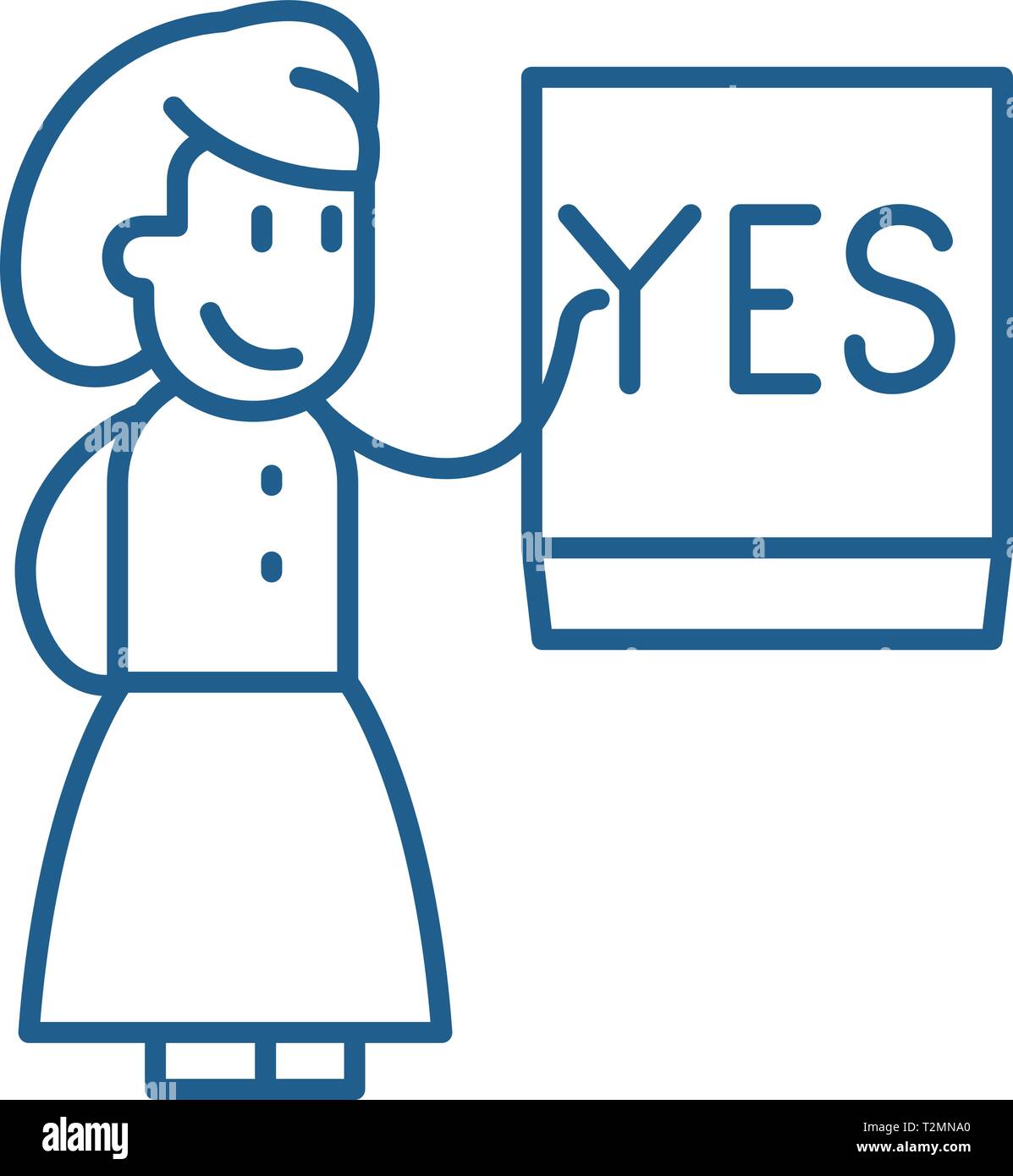 Say yes line concept icon. Say yes flat vector website sign, outline ...