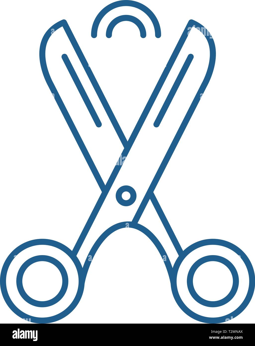 Scissors line concept icon. Scissors flat vector website sign, outline ...