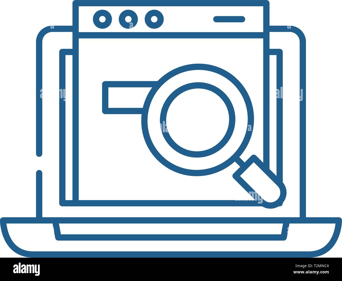 Search site line concept icon. Search site flat vector website sign ...