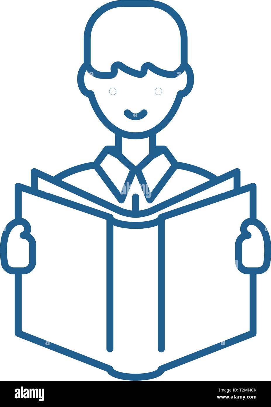 Selfeducation line concept icon. Selfeducation flat vector website sign ...