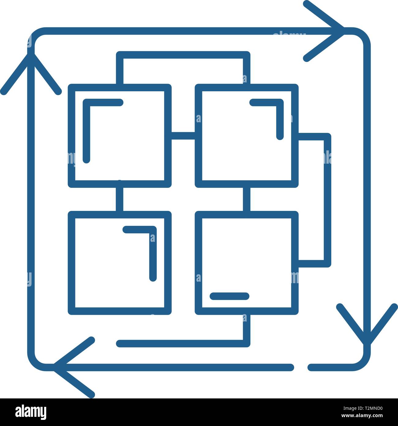Sequence of processes line concept icon. Sequence of processes flat ...