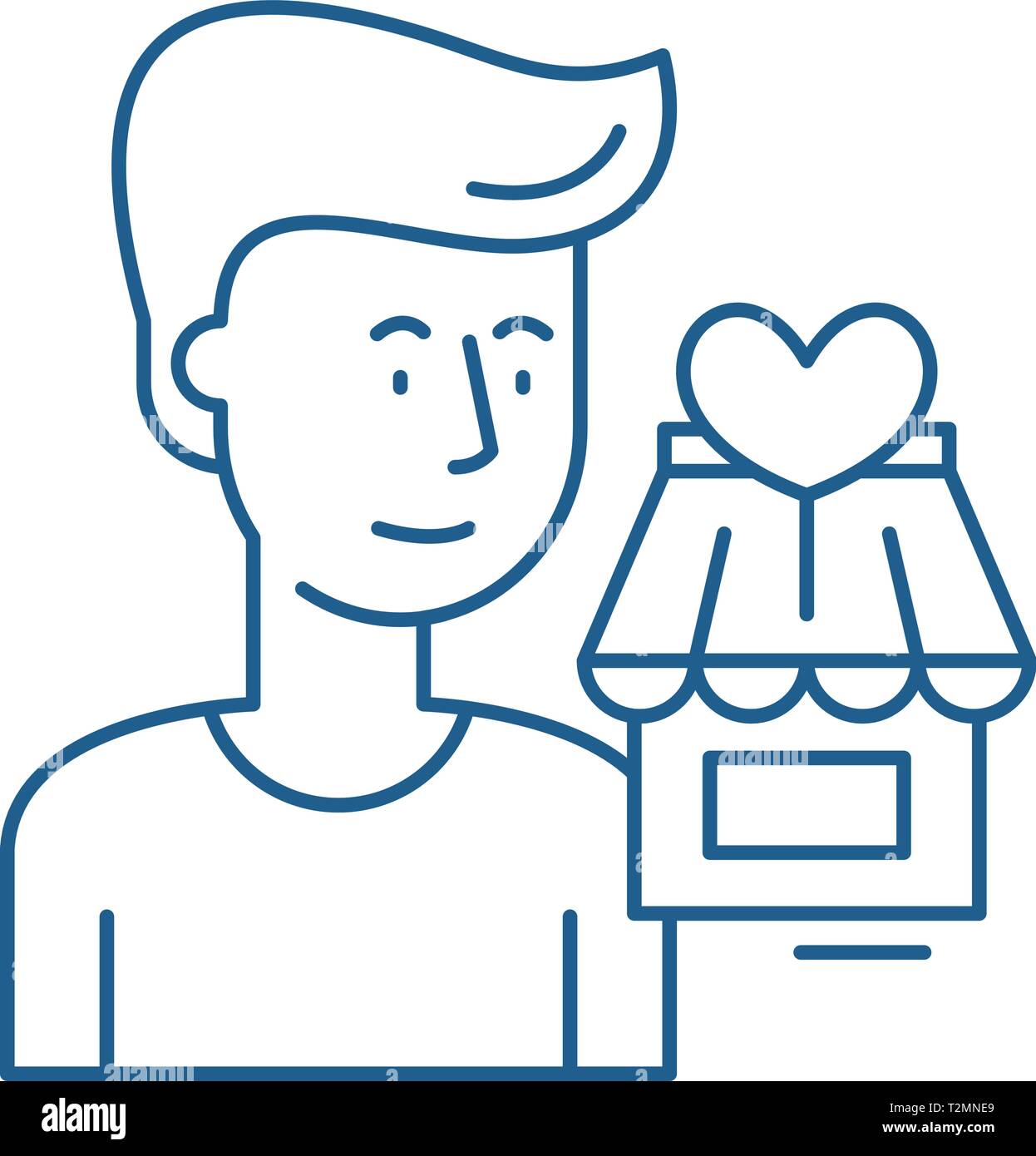 Shopperson line concept icon. Shopperson flat vector website sign ...