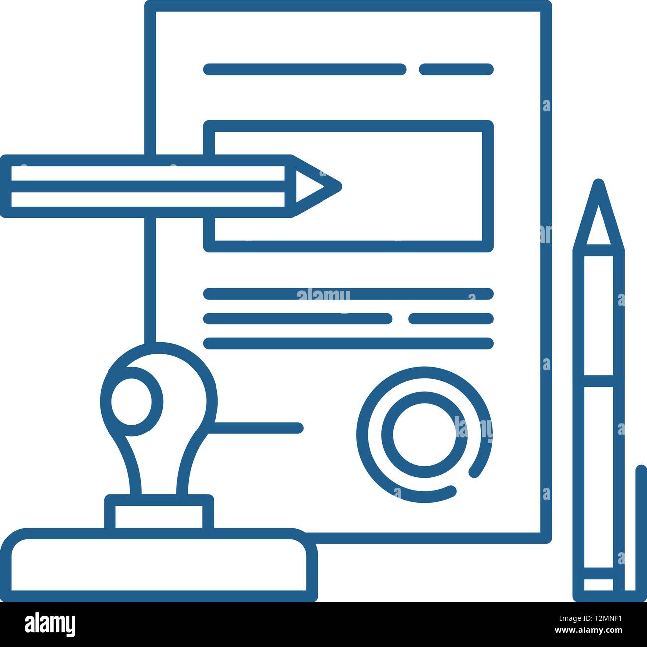 Signing a contract line concept icon. Signing a contract flat vector ...
