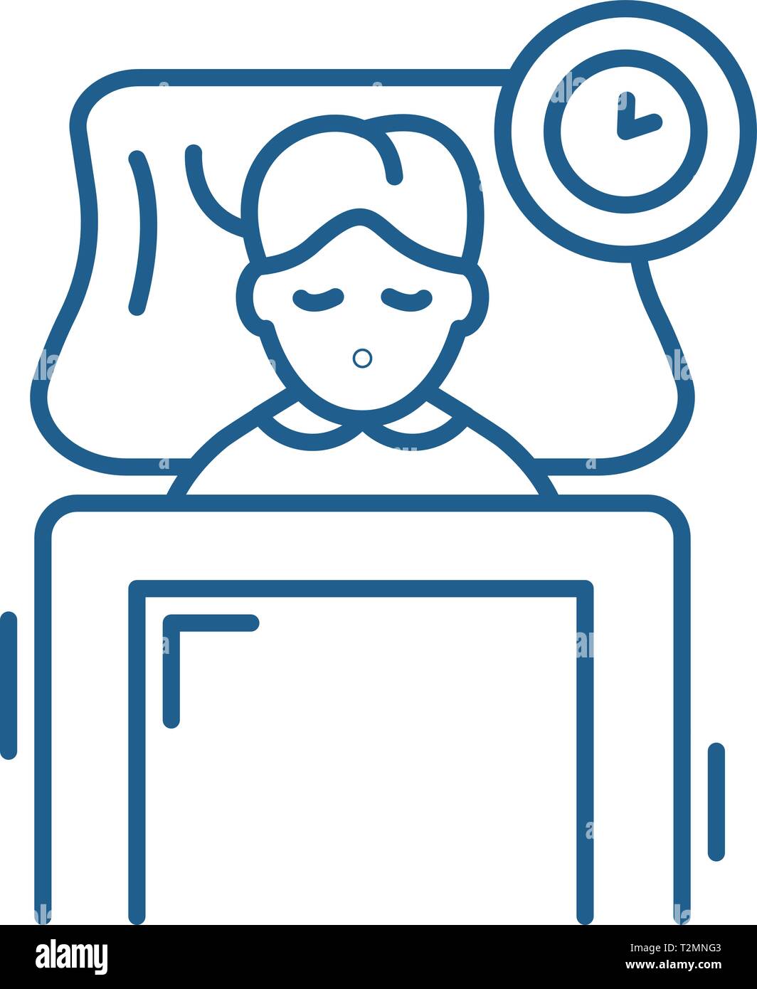 Sleep line concept icon. Sleep flat vector website sign, outline symbol ...