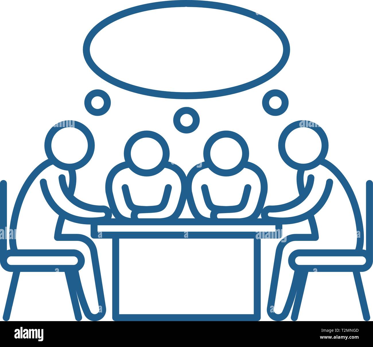 Small business meeting line concept icon. Small business meeting flat ...