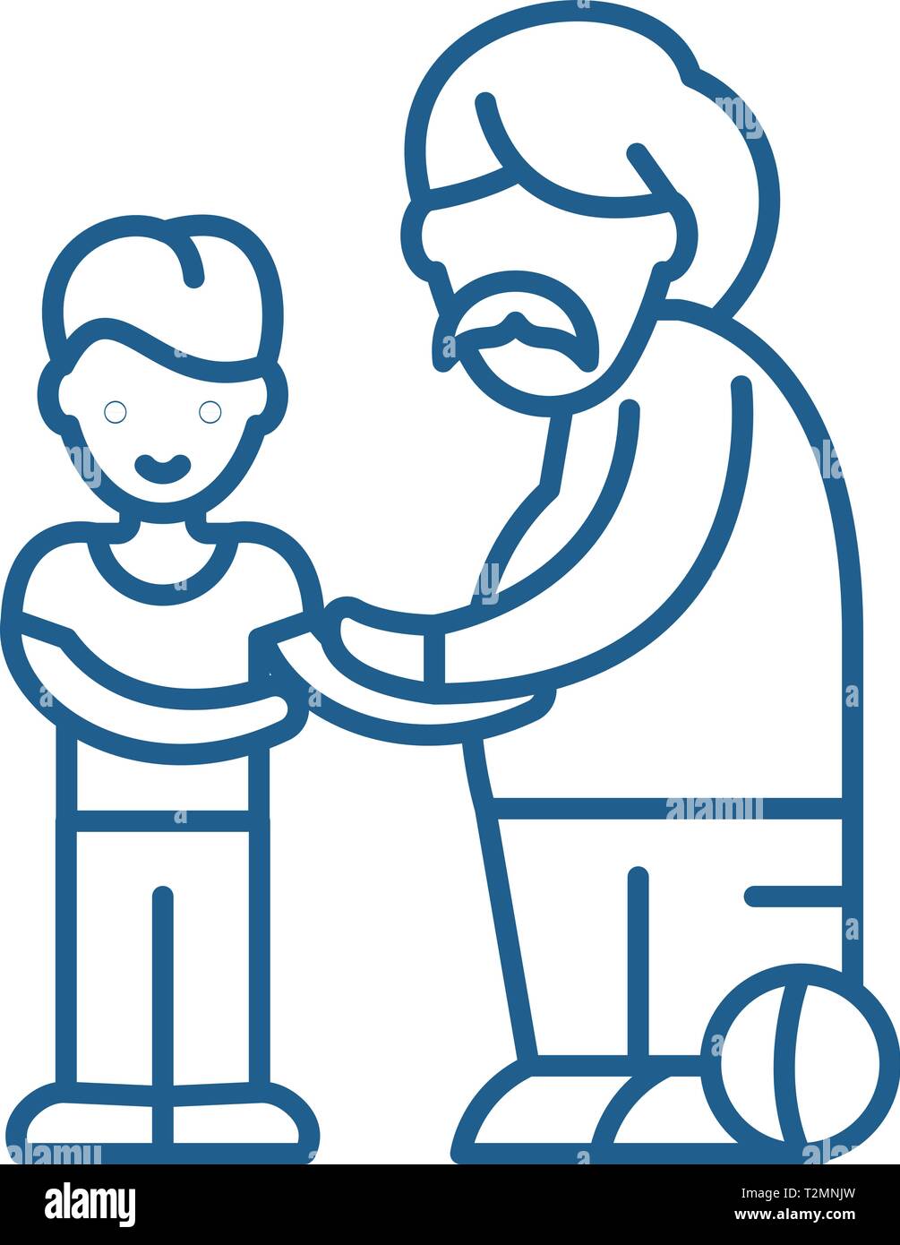Son and father line concept icon. Son and father flat vector website ...