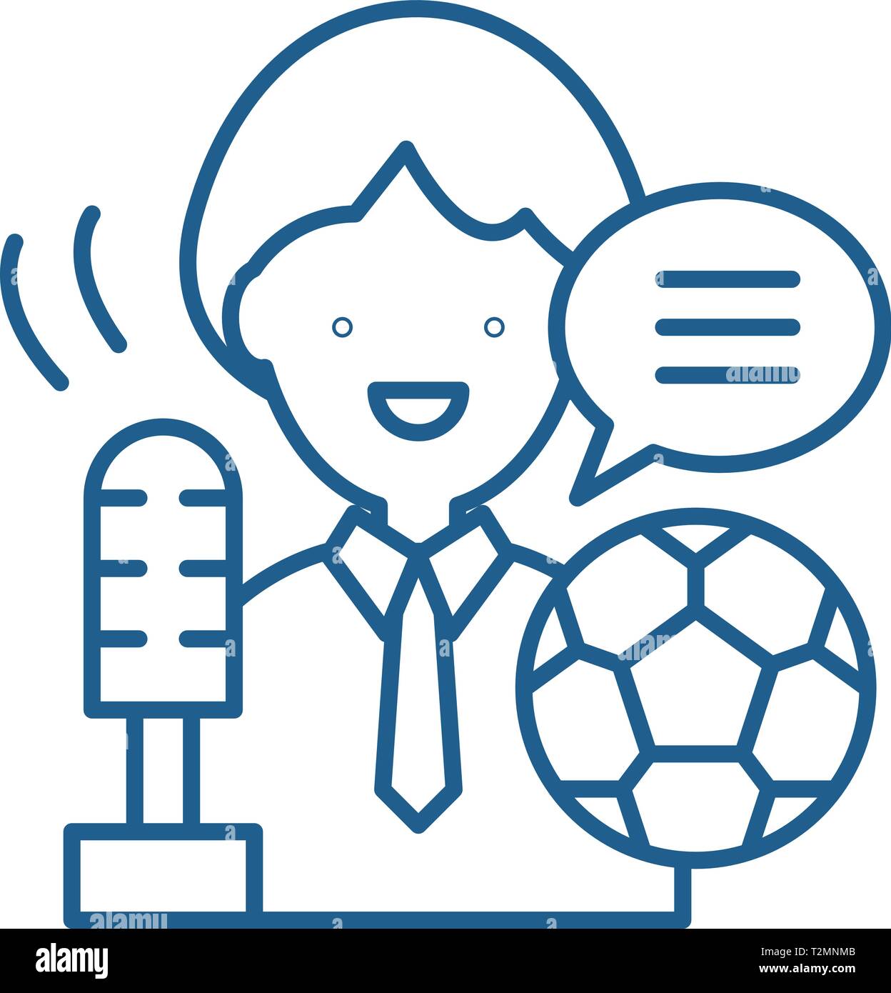 Sports commentator line concept icon. Sports commentator flat vector ...