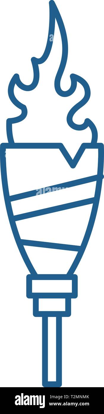 Sports torch line concept icon. Sports torch flat vector website sign ... Sports torch line concept icon. Sports torch flat vector website sign ...