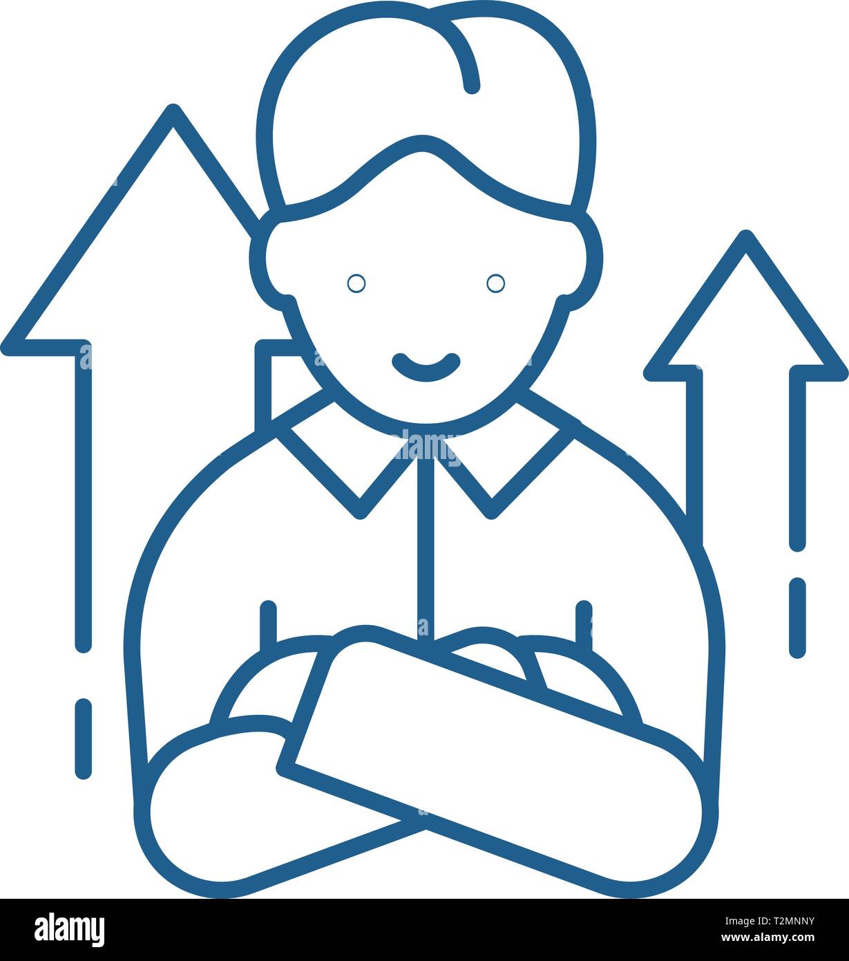 Starter line concept icon. Starter flat vector website sign, outline ...