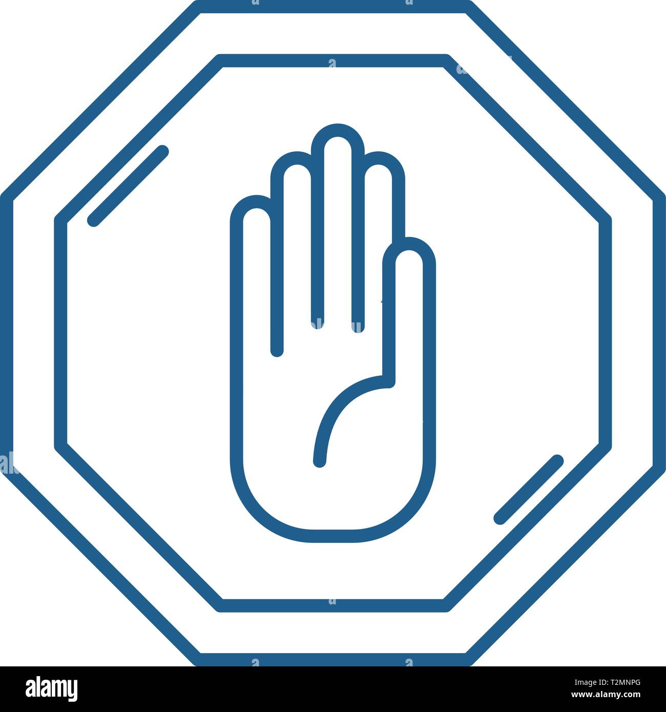 Stop line concept icon. Stop flat vector website sign, outline symbol ...