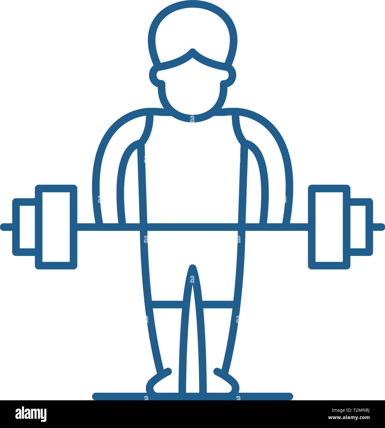 Strong man line concept icon. Strong man flat vector website sign ...