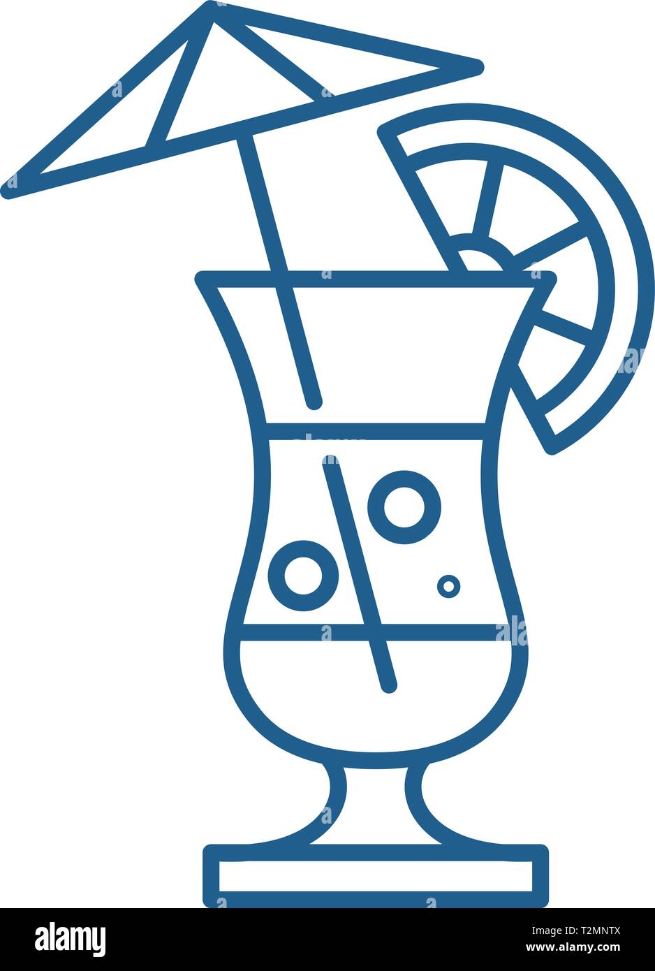 Summer cocktail line concept icon. Summer cocktail flat vector website ...