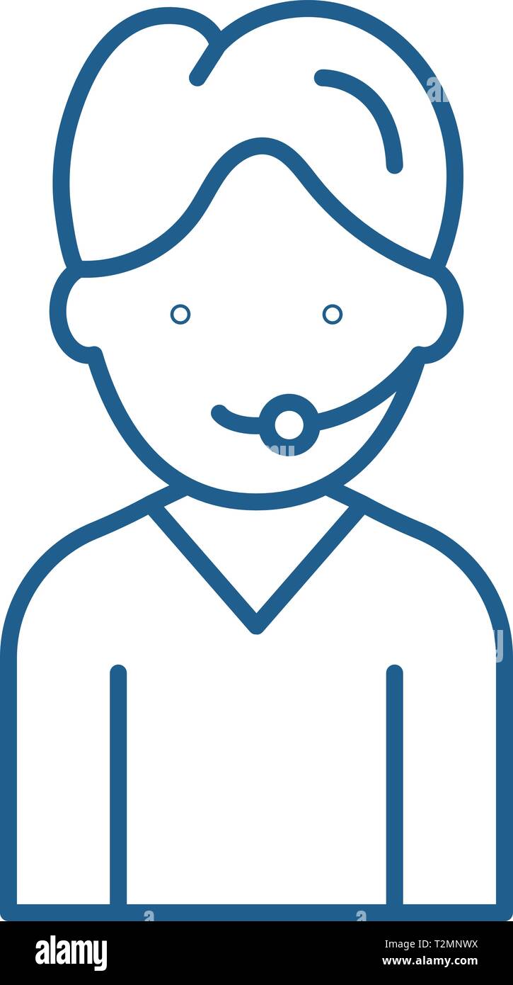 Support line concept icon. Support flat vector website sign, outline ...