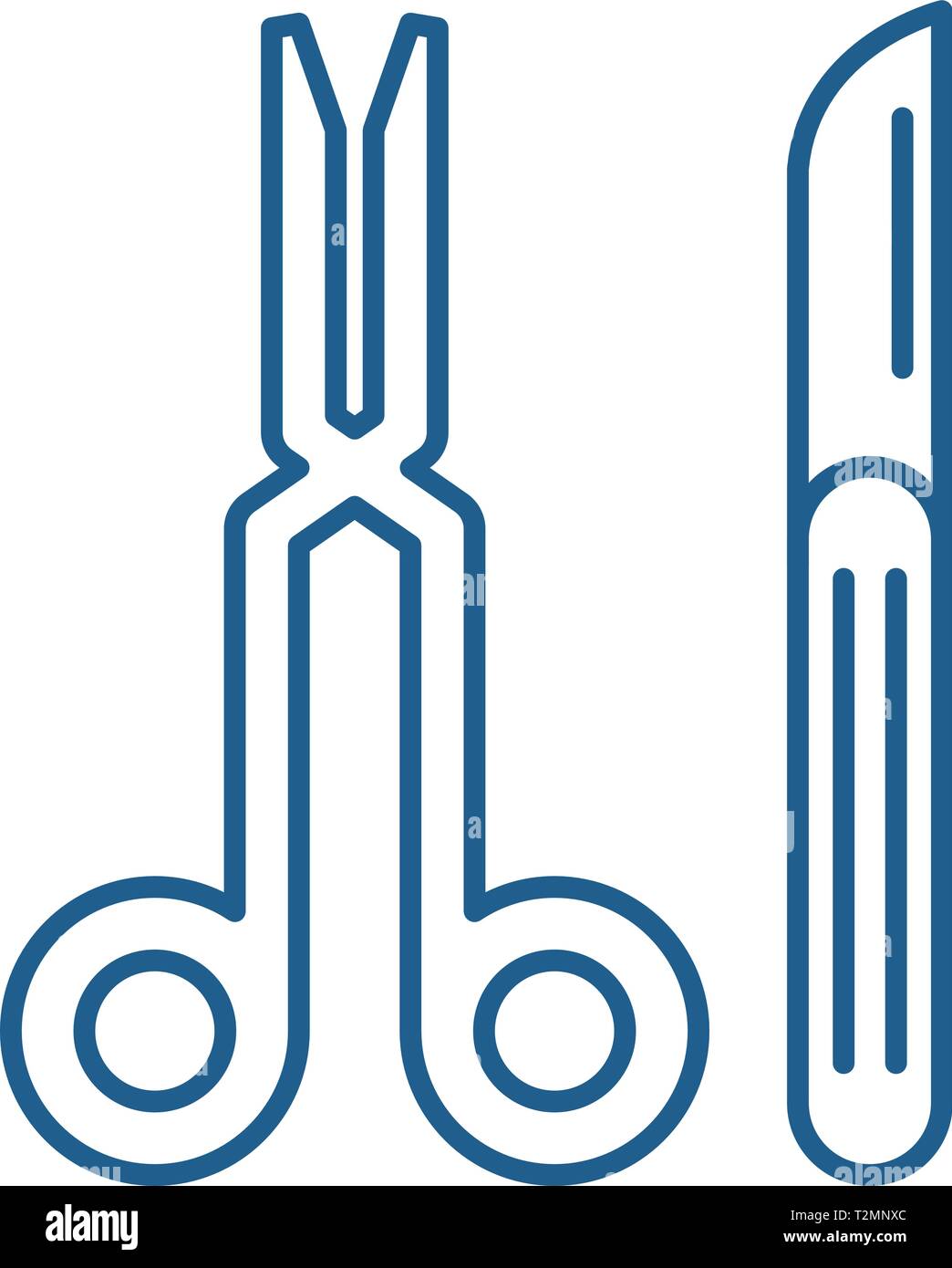 Surgeons tools line concept icon. Surgeons tools flat vector website ...