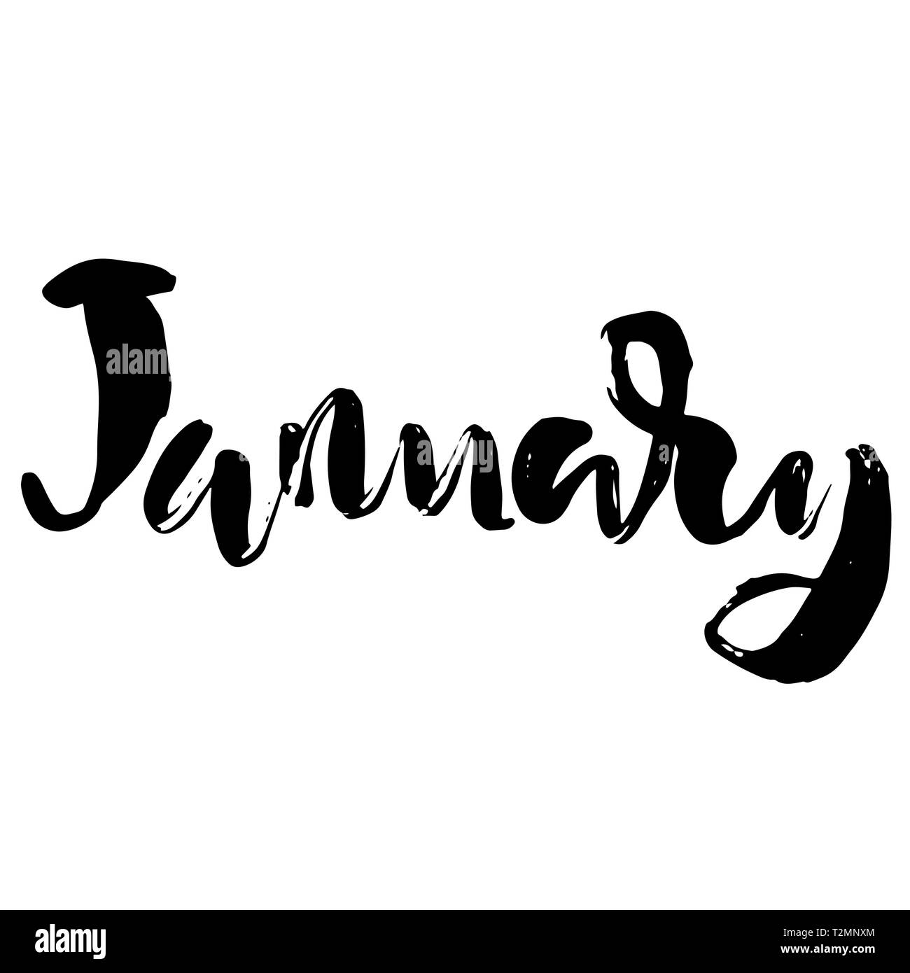 Modern brush lettering. January. Winter typography banner. Vector ...