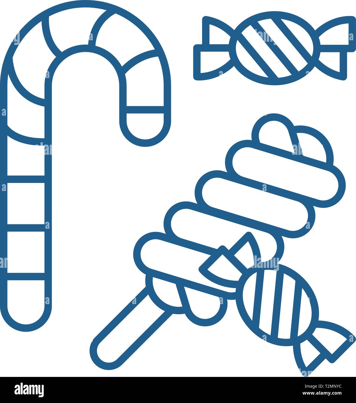 Sweets line concept icon. Sweets flat vector website sign, outline ...