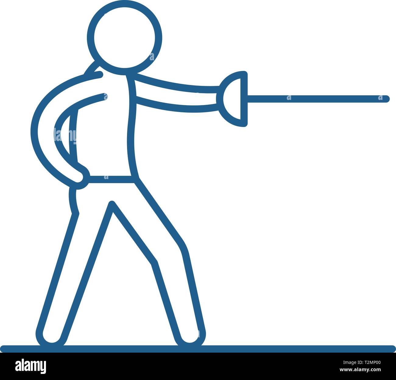 Swordsman line concept icon. Swordsman flat vector website sign ...