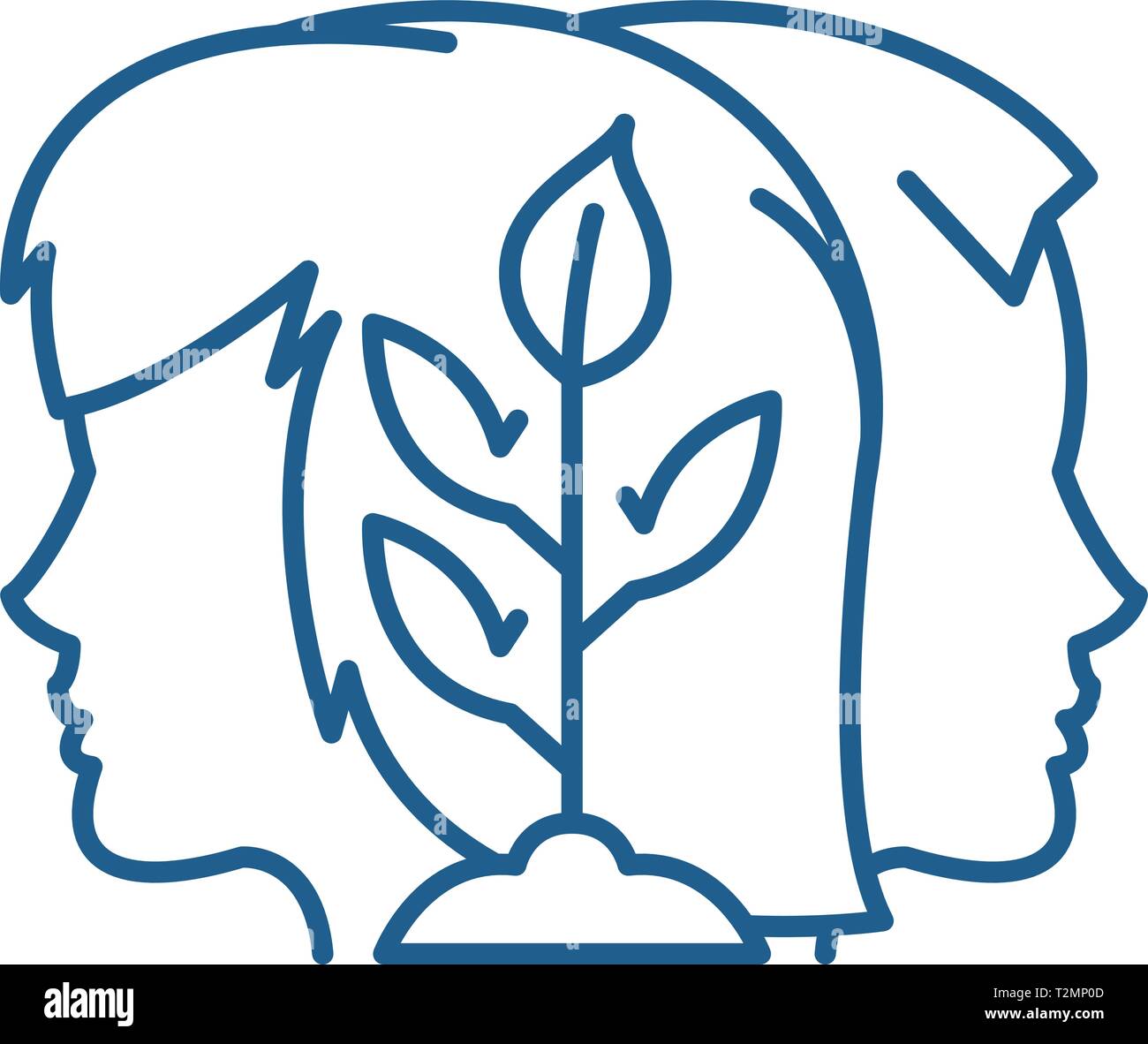 Synergy line concept icon. Synergy flat vector website sign, outline ...