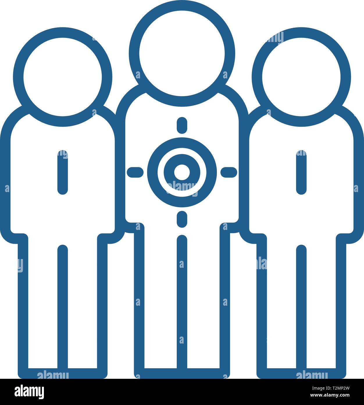 Target audience line concept icon. Target audience flat vector website sign, outline symbol ...