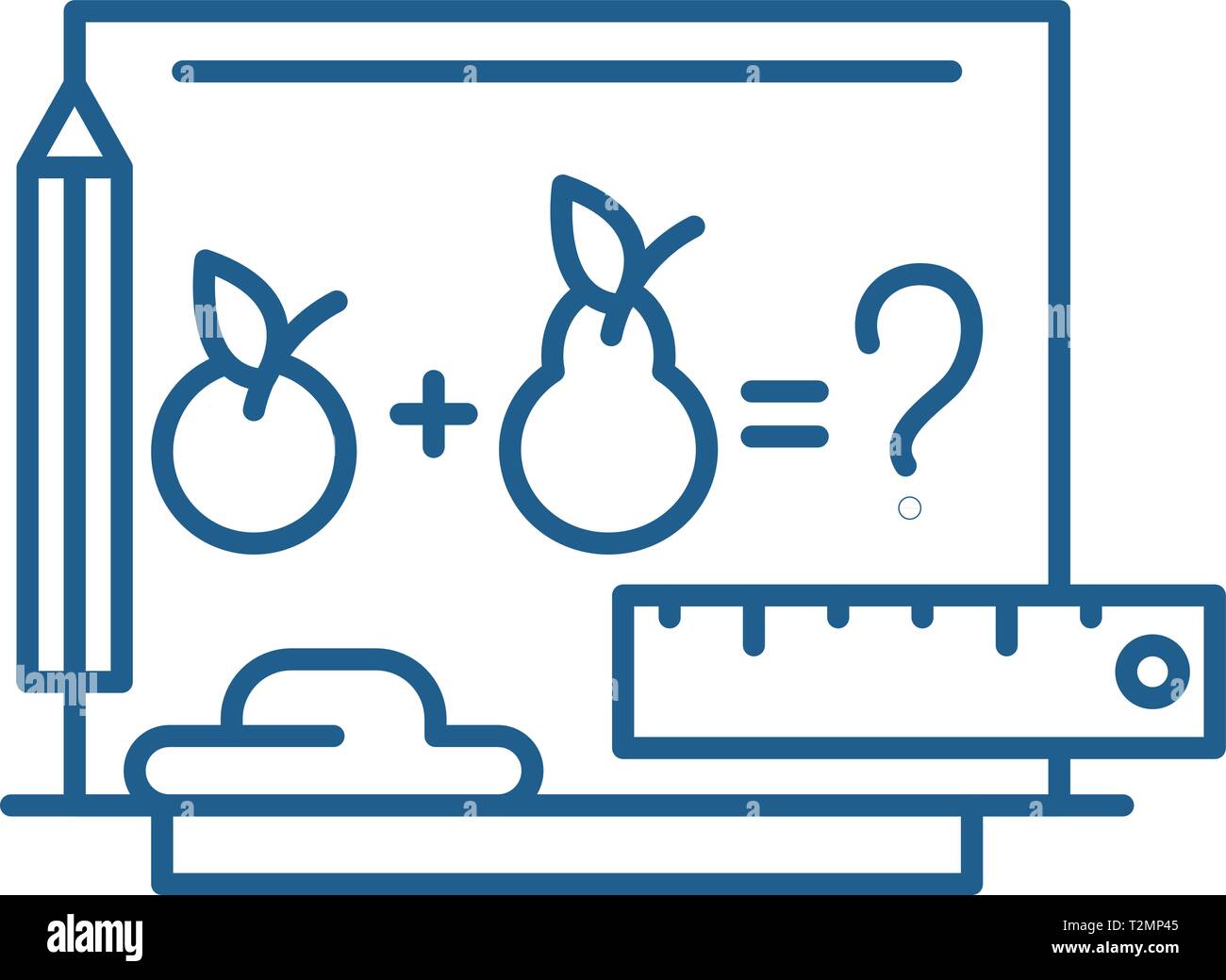 Teaching mathematics line concept icon. Teaching mathematics flat ...