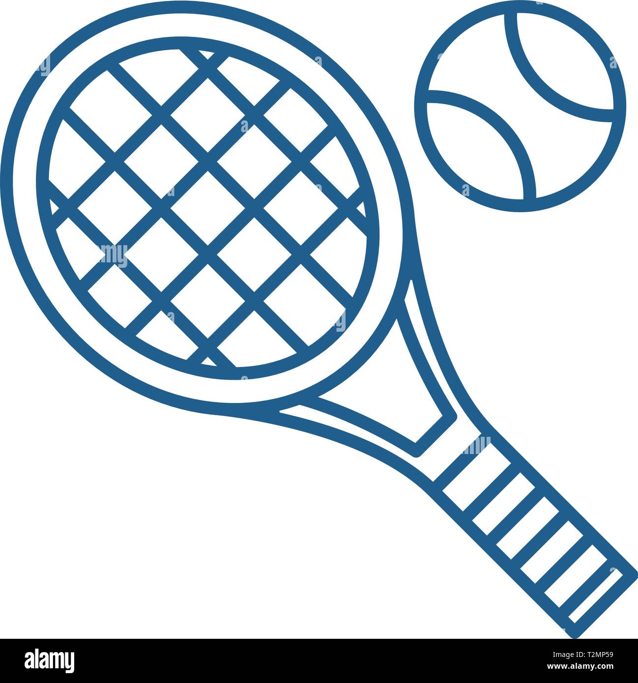 Tennis racket line concept icon. Tennis racket flat vector website sign ...