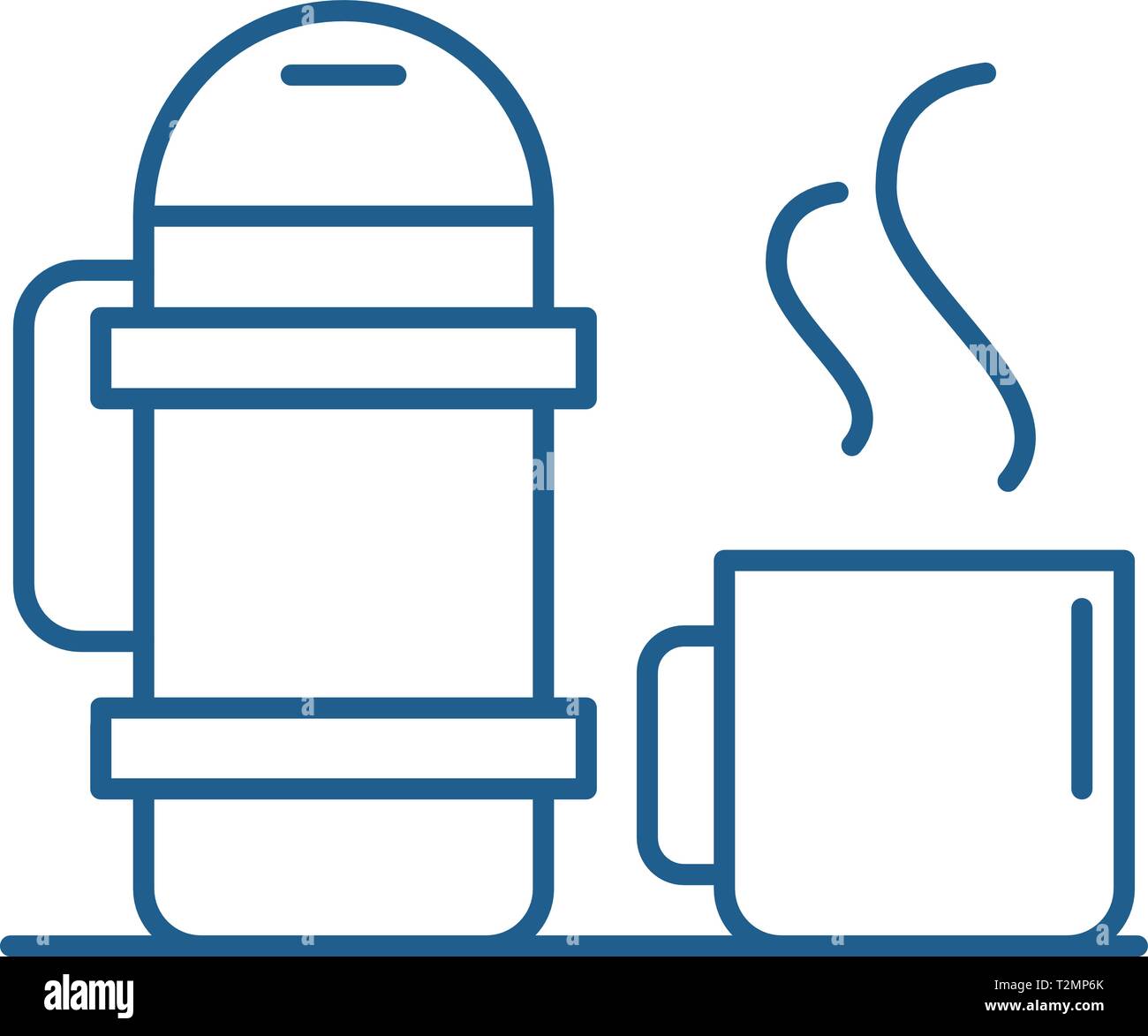 Thermos and mug line concept icon. Thermos and mug flat vector website ...