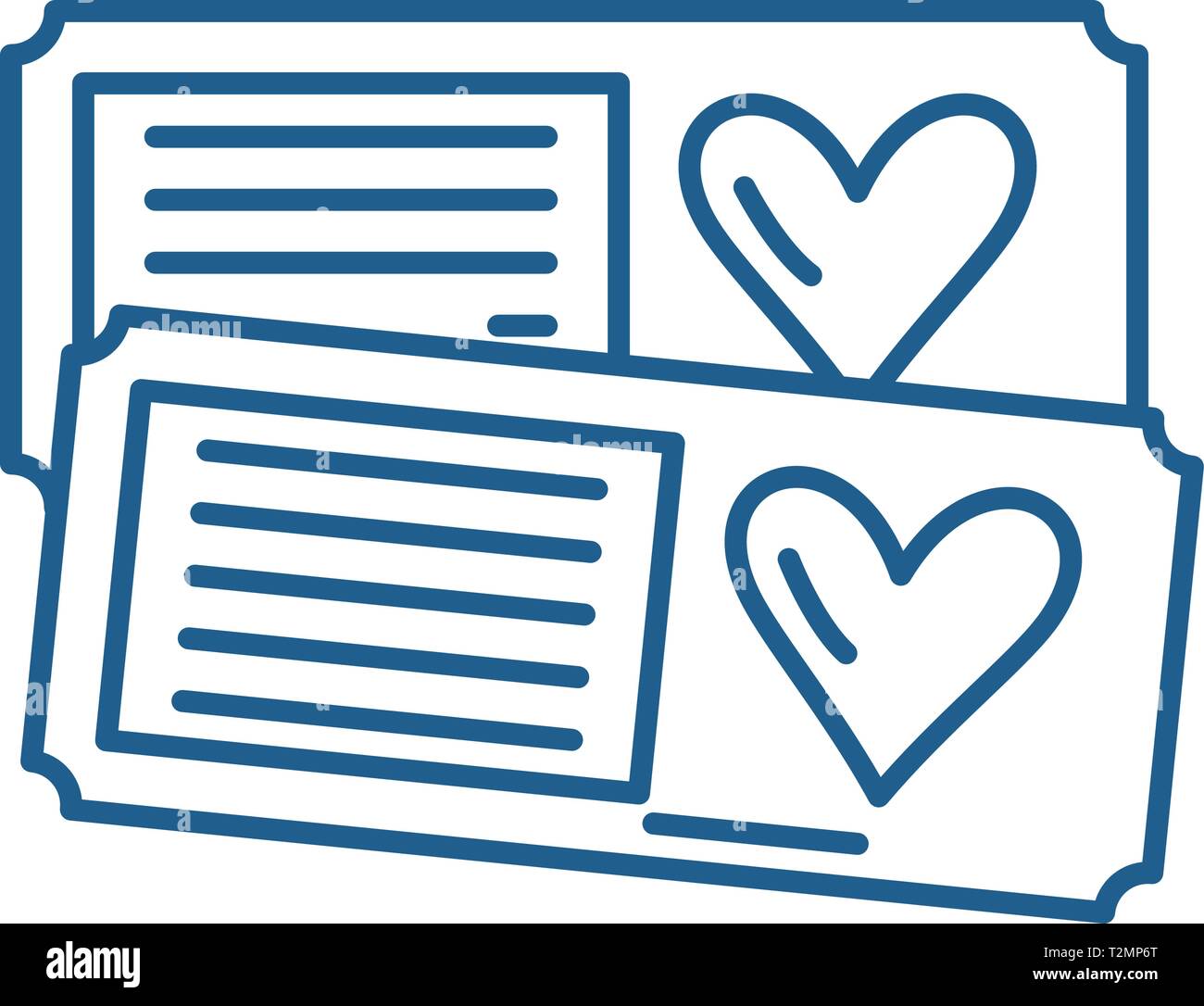 Tickets for two line concept icon. Tickets for two flat vector website ...
