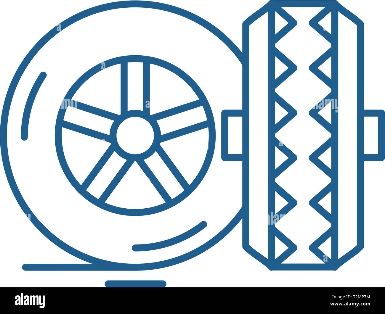 Tires line concept icon. Tires flat vector website sign, outline symbol ...