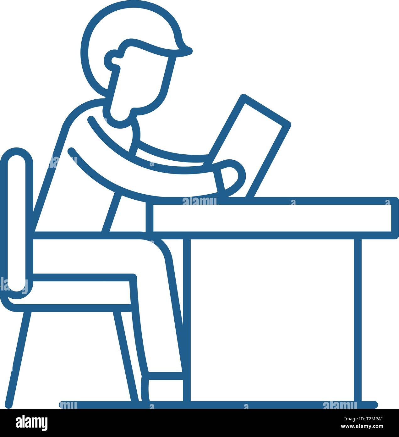 Training at work line concept icon. Training at work flat vector ...