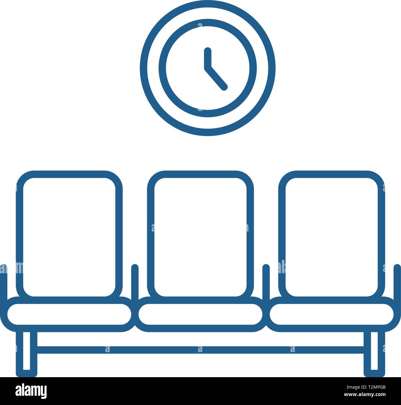Waiting room line concept icon. Waiting room flat vector website sign ...