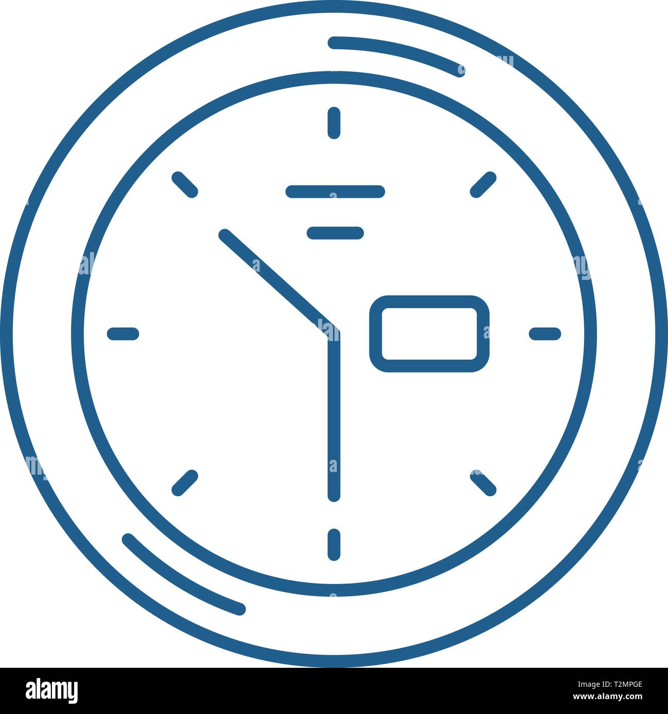 Wall clock line concept icon. Wall clock flat vector website sign, outline symbol, illustration ...
