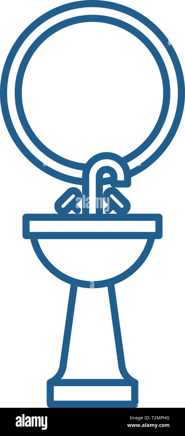 Washbasin line concept icon. Washbasin flat vector website sign ... Washbasin line concept icon. Washbasin flat vector website sign ...