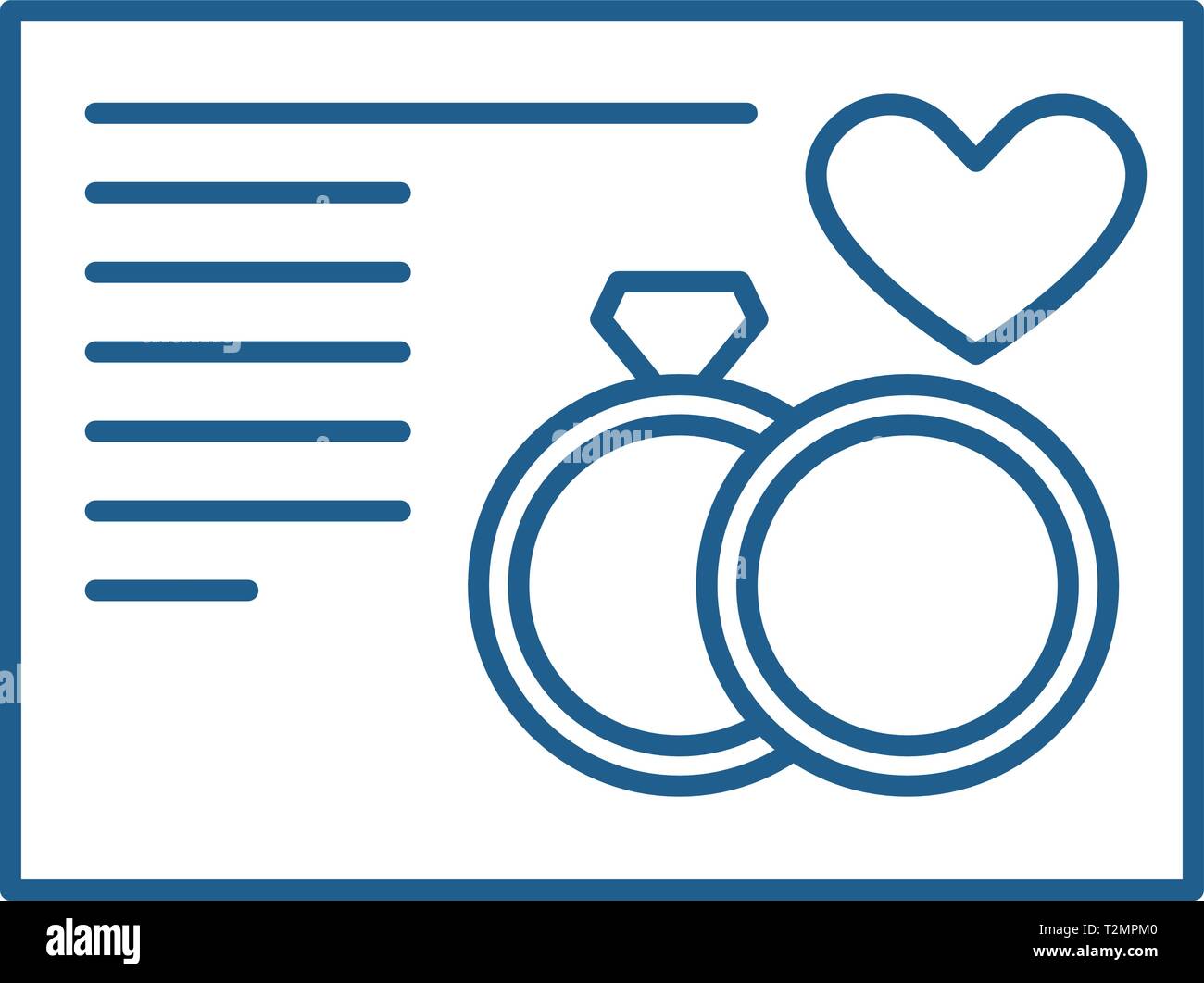 Wedding card line concept icon. Wedding card flat vector website sign ...
