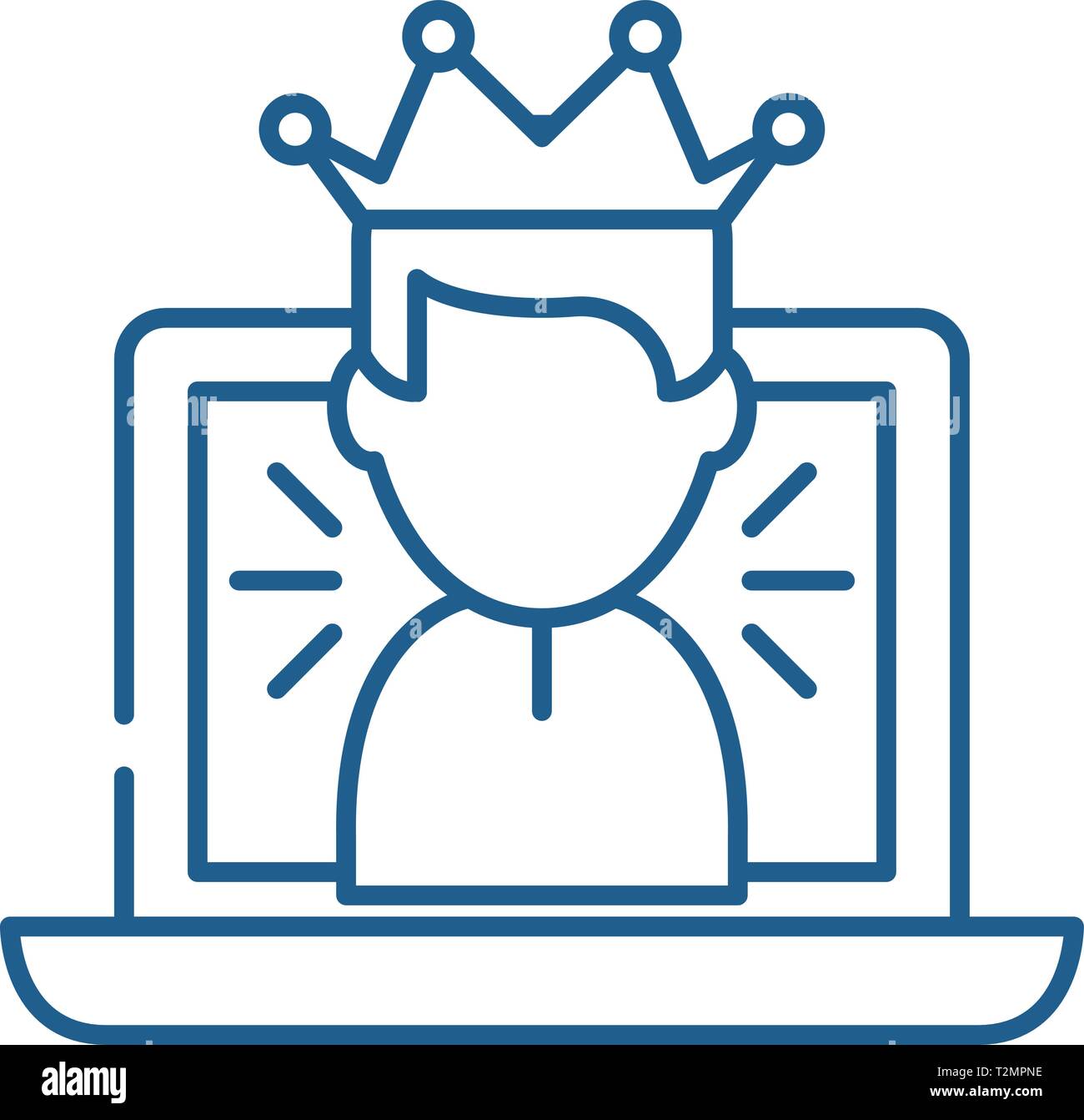 Winner in a computer game line concept icon. Winner in a computer game ...