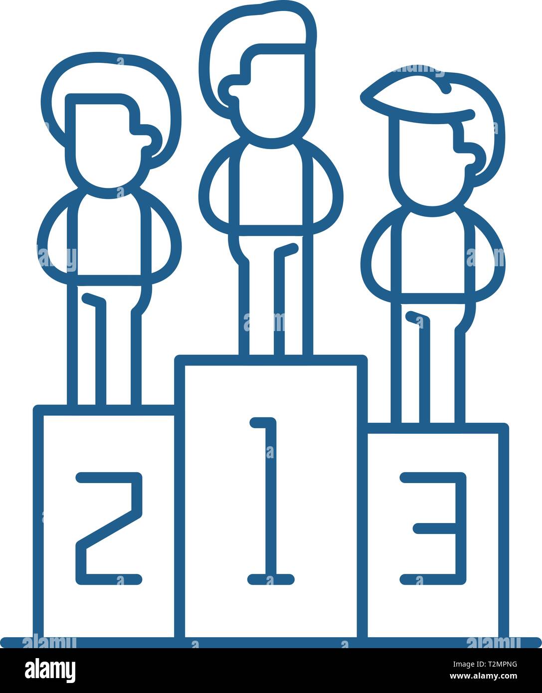 Winning team line concept icon. Winning team flat vector website sign ...