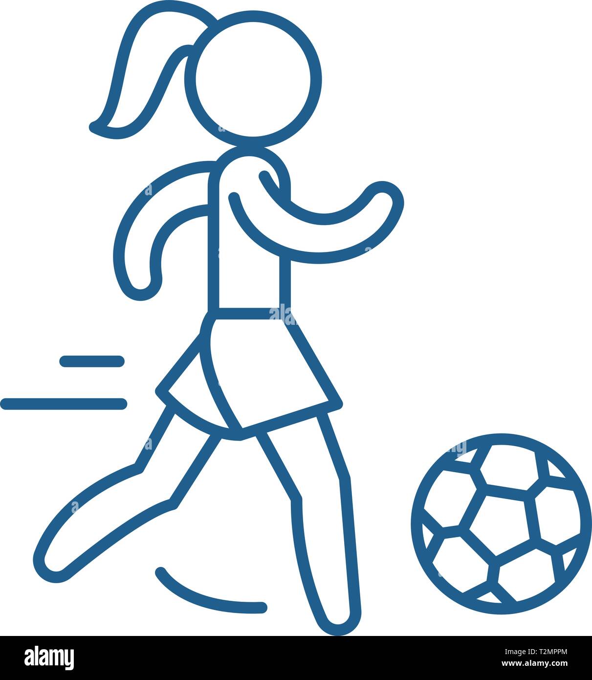 Womens football line concept icon. Womens football flat vector website ...