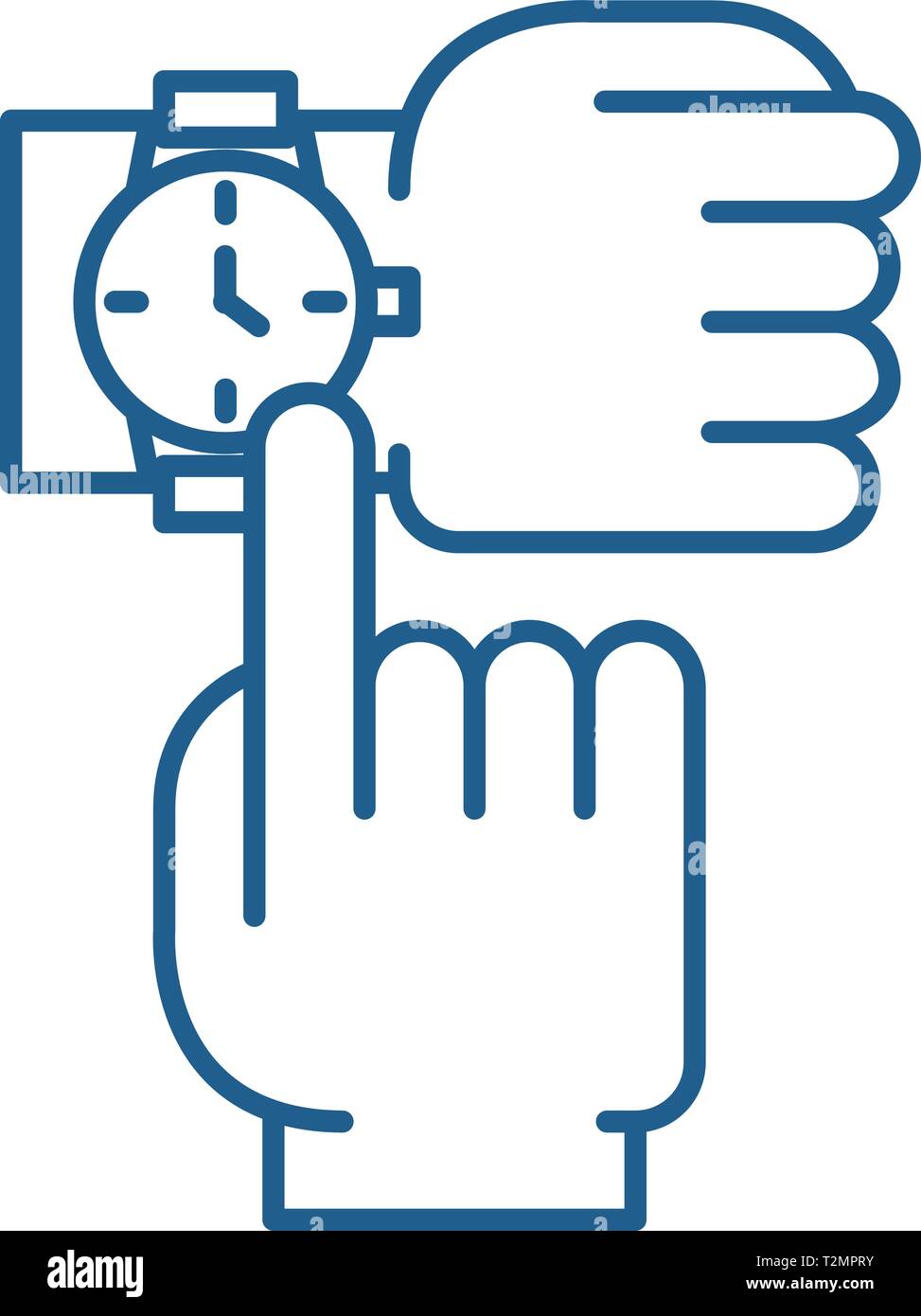 Working hours line concept icon. Working hours flat vector website sign ...