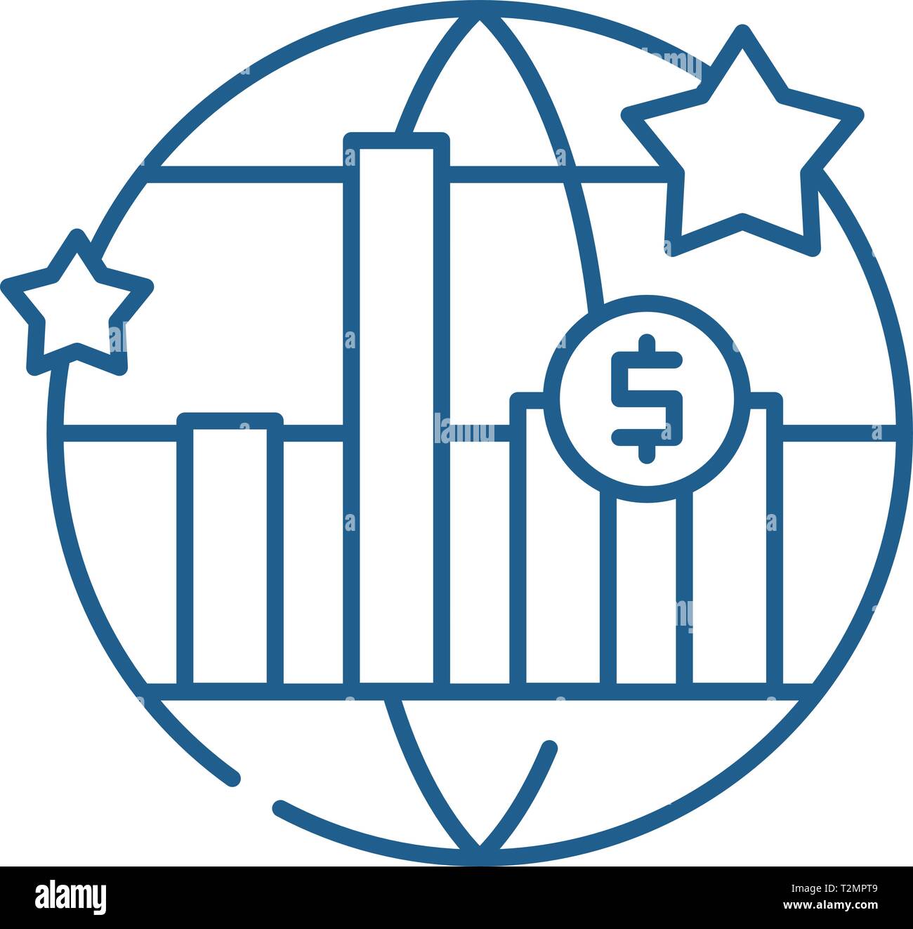 World economic growth line concept icon. World economic growth flat ...
