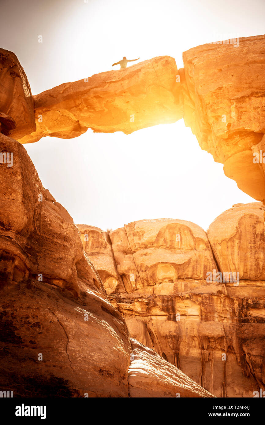 Wadi Rum Desert, Jordan. Famous Um Frouth stone bridge, this place is ...