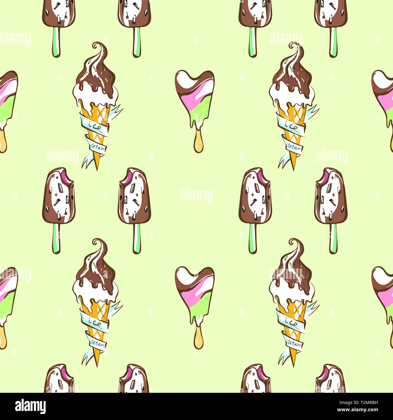 Colorful melting ice cream seamless pattern background Stock Photo - Alamy