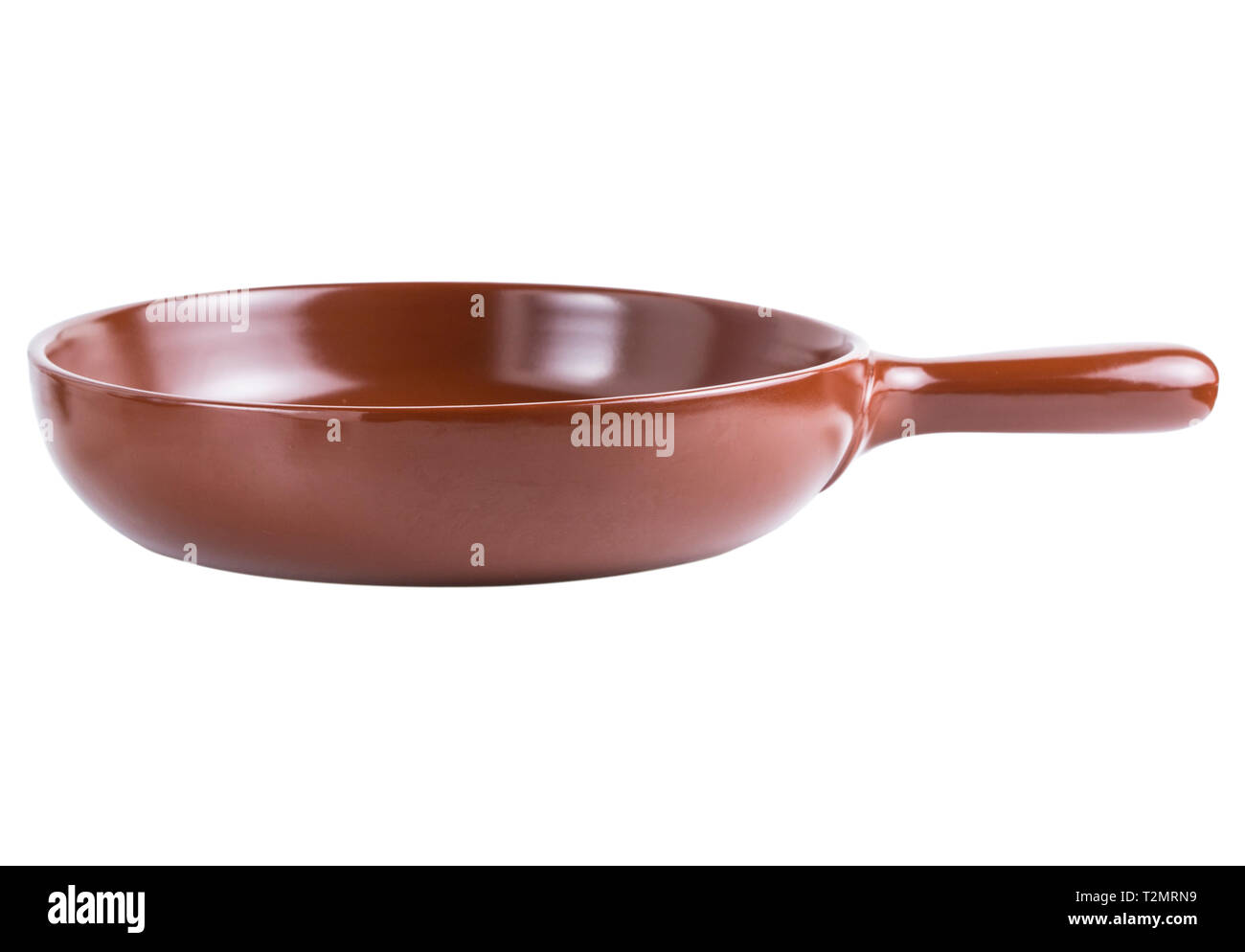 Empty ceramic pan isolbackground. Clay or ceramic food pot pan isolated ...