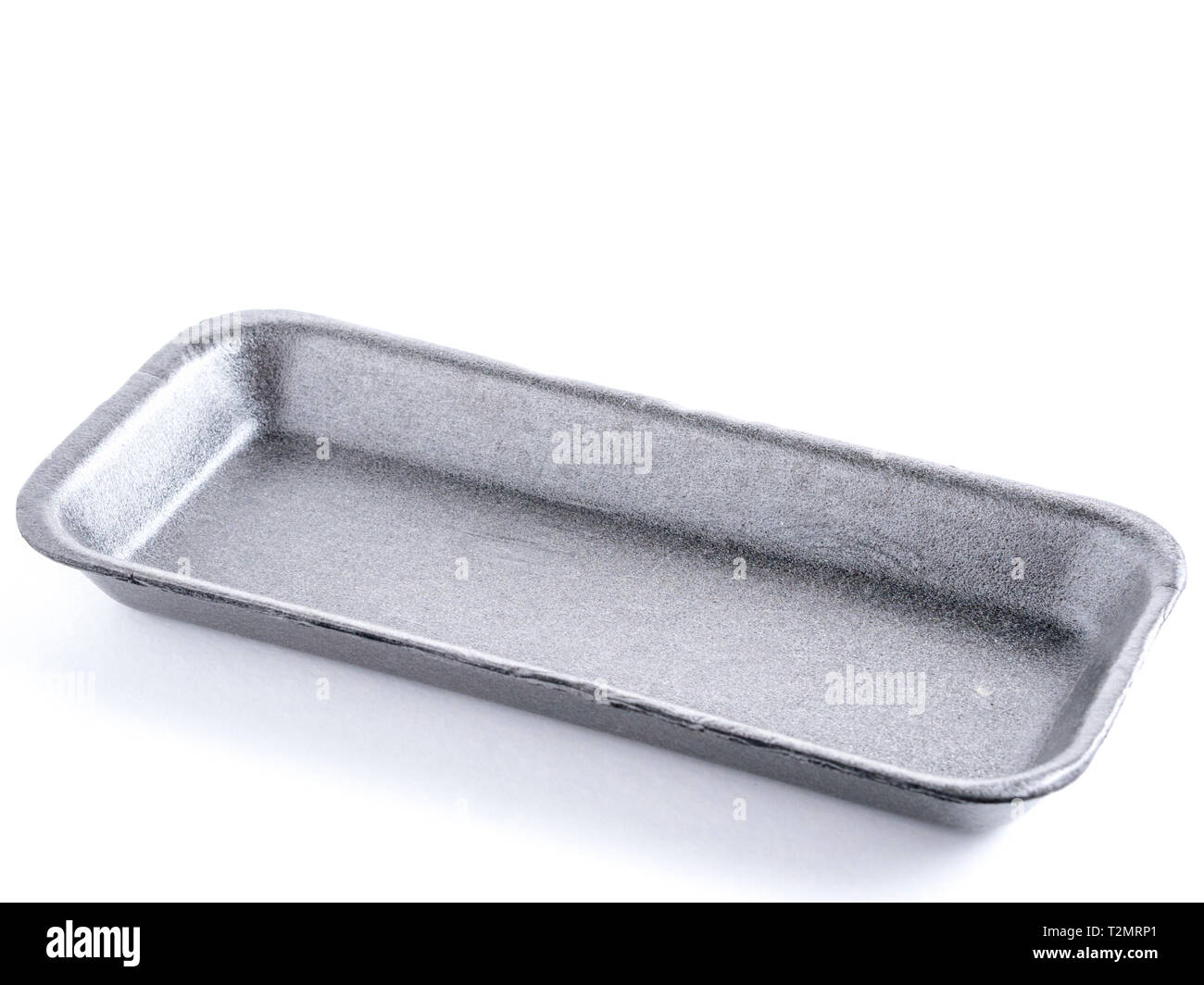 Black empty food tray. Black disposable styrofoam isolated on white ...