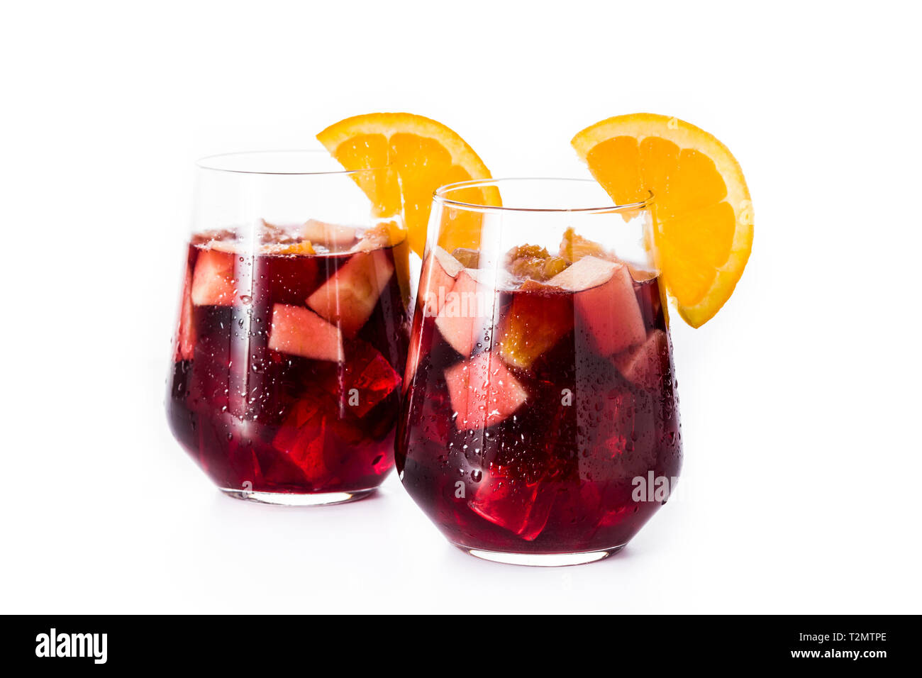 Red wine sangria isolated on white background Stock Photo - Alamy