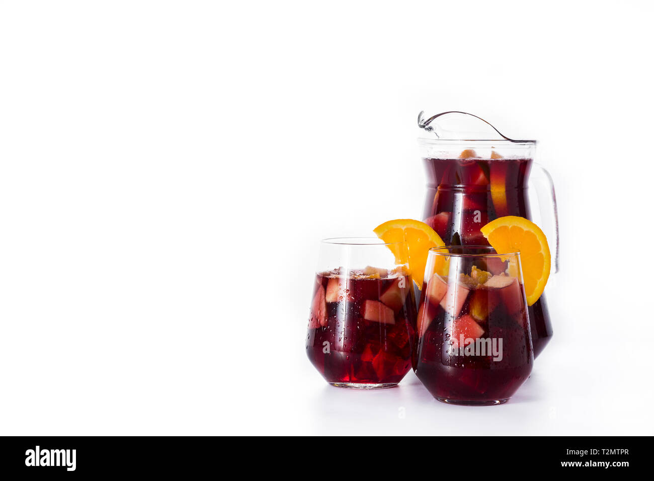 Red wine sangria isolated on white background. Copyspace Stock Photo ...